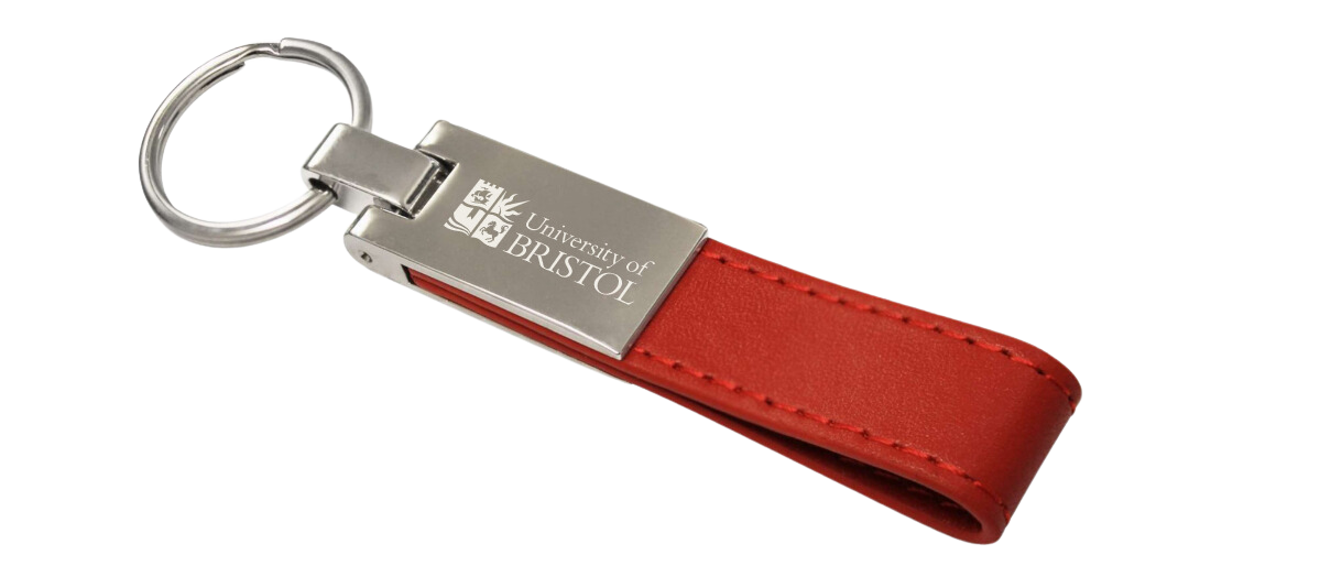Metal and leather Logo Keyring – Bristol SU Shop